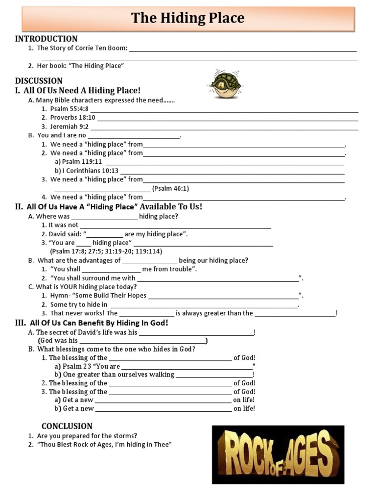 Sunday PM Outline The Hiding Place PDF | PDF | Psalms | Religious ...