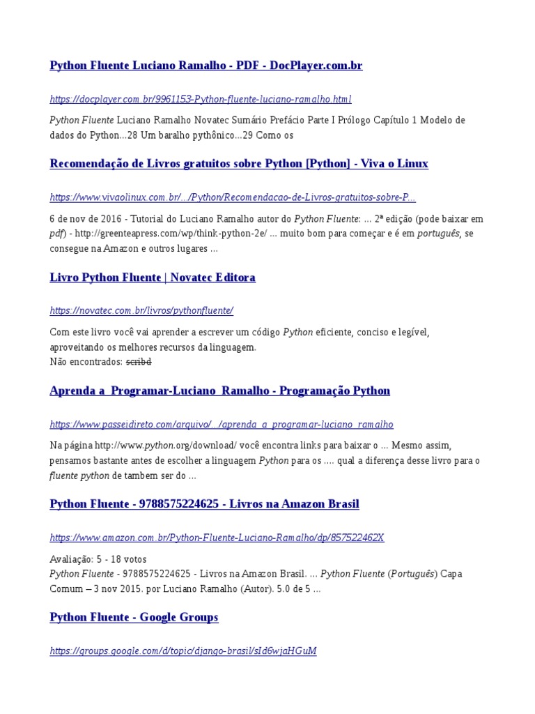 Python Fluente Luciano Ramalho | PDF | Python (linguagem de programação ...