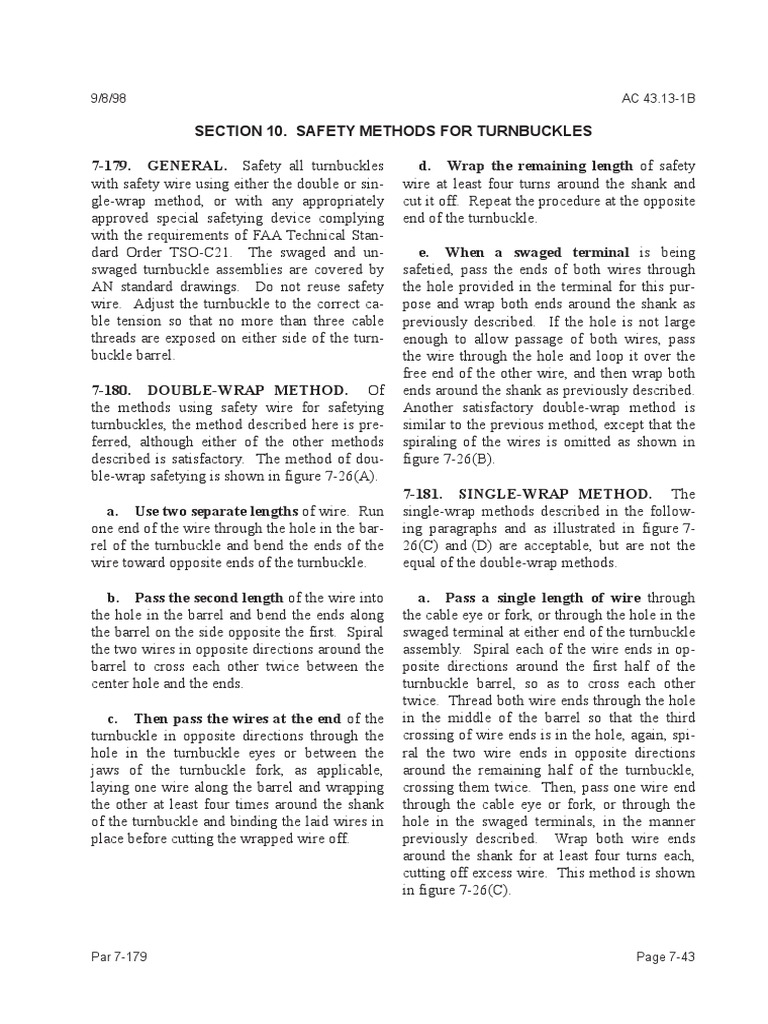 AC 43.13-1B - Section10 - Safety Methods For Turnbuckles | PDF | Wire ...