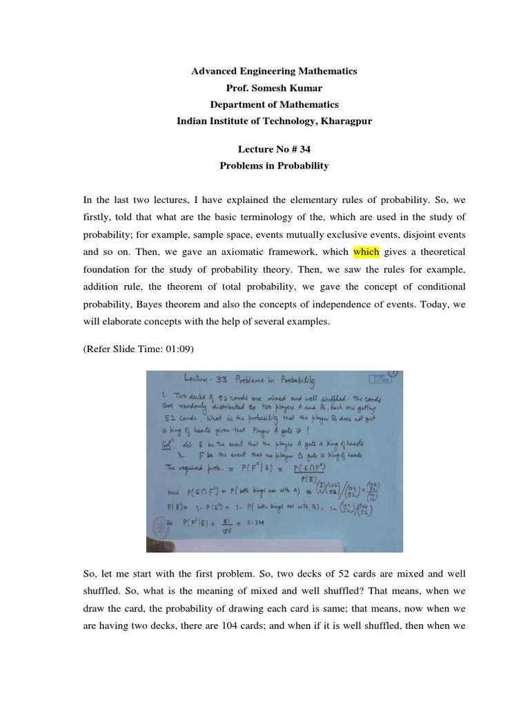 Lec34 PDF | PDF | Probability Theory | Mean