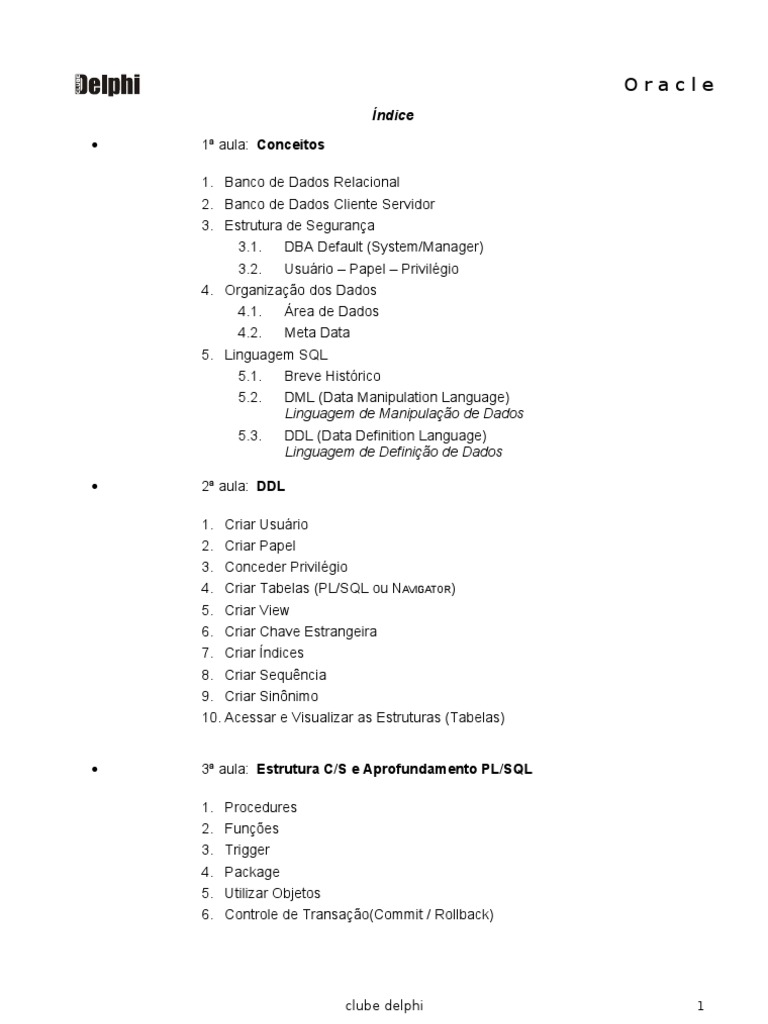 Delphi Oracle | PDF | SQL | PL/SQL