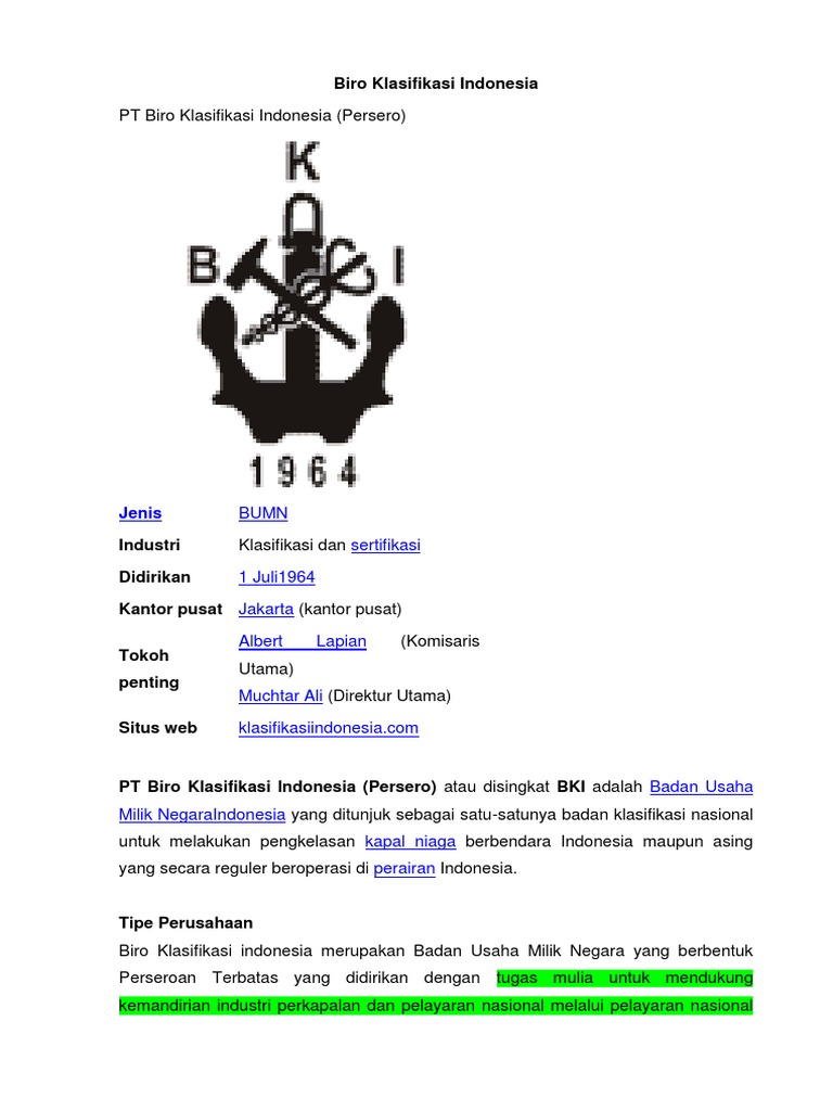 Biro Klasifikasi Indonesia | PDF