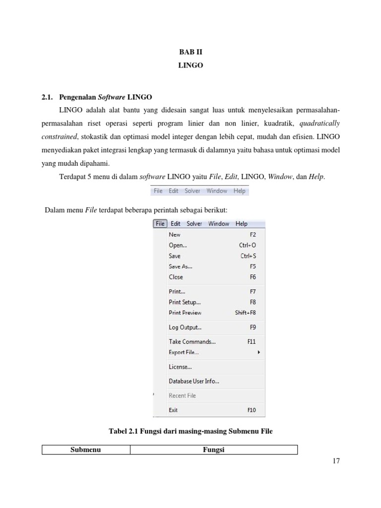 Pengenalan Software LINGO dan Fungsinya | PDF