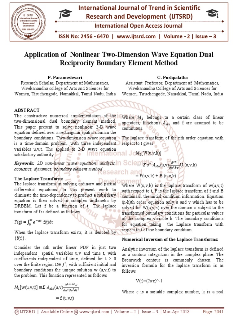 Application Of Nonlinear Two Dimension Wave Equation Dual Reciprocity Boundary Element Method