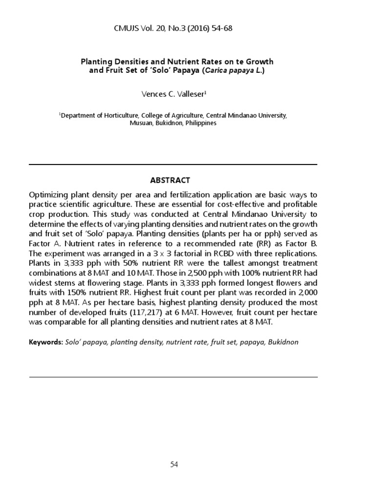 Planting Densities and Nutrient Rates On The Growth and Fruit Set of ...