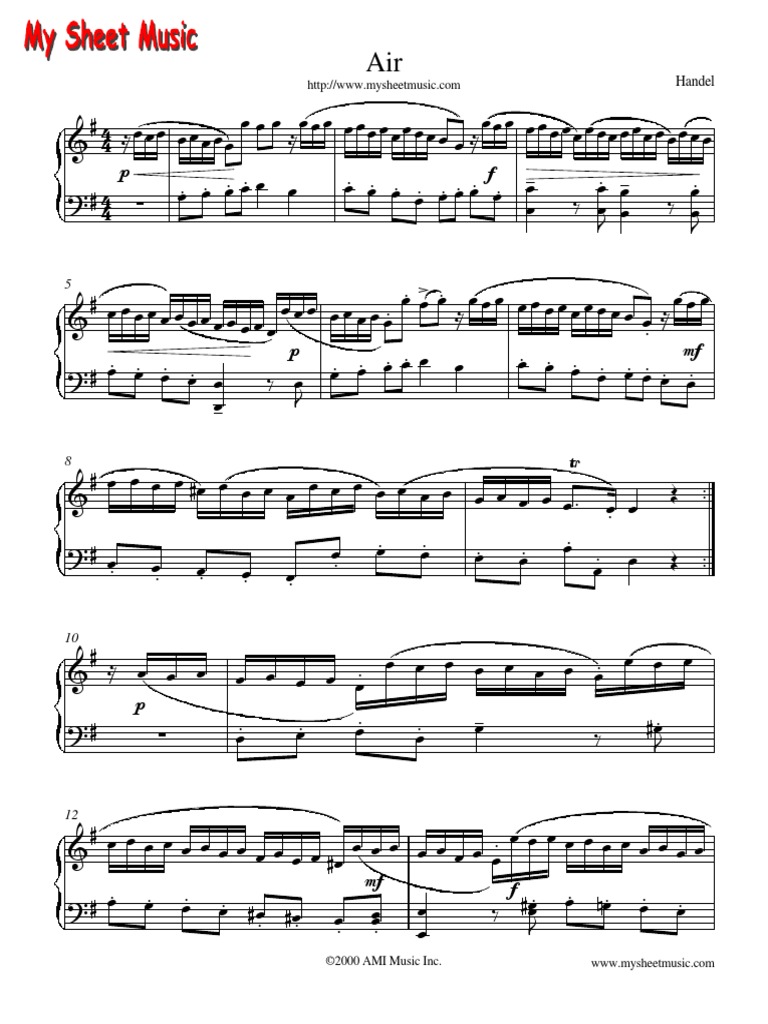 (Partition, Sheet Music) - J S Bach - Air Sheet Music (Piano) PDF ...