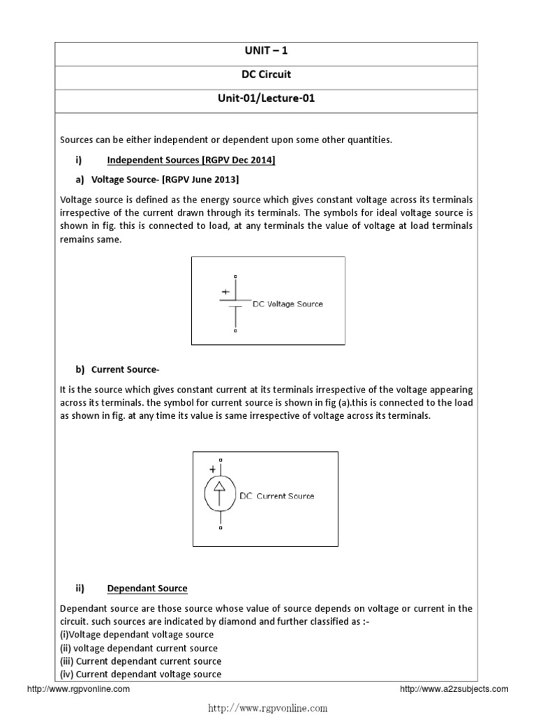 Notes Ee 111 Fundamentals of Electrical Engineering | PDF | Electrical ...