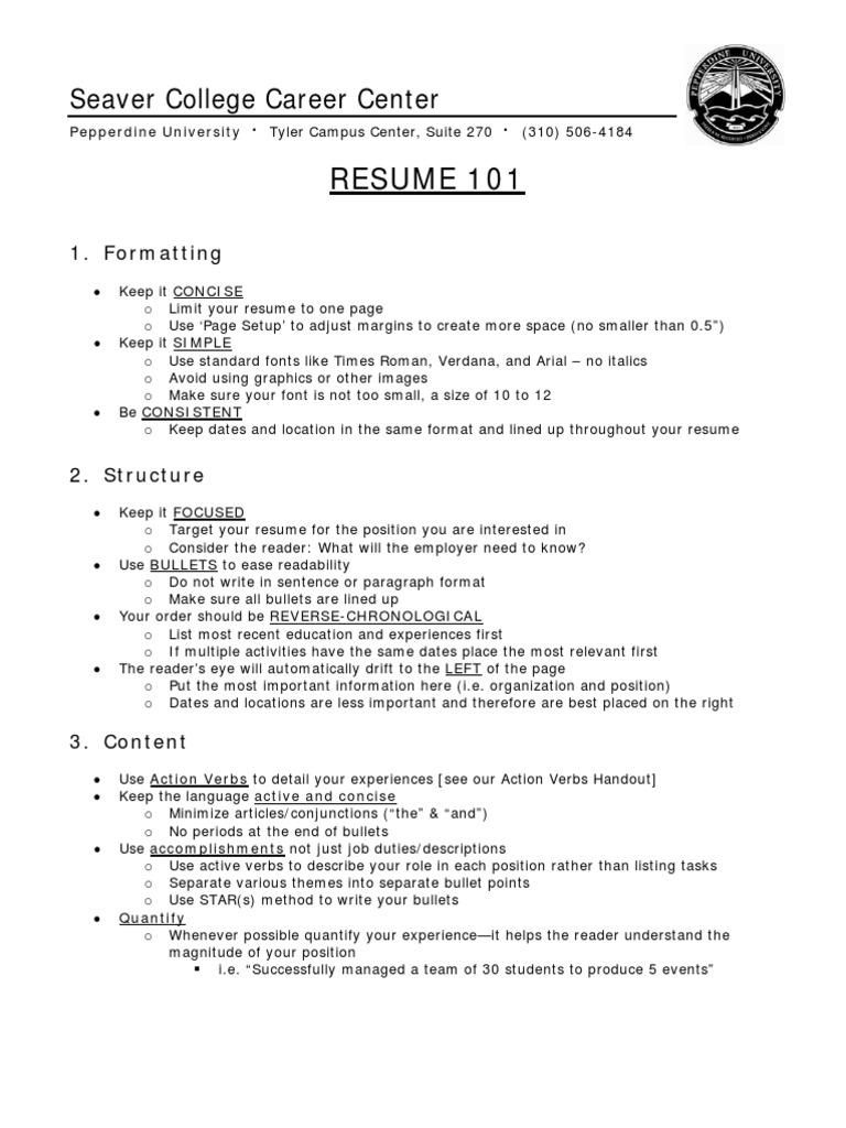 Resume 101 | PDF | Résumé | Proofreading