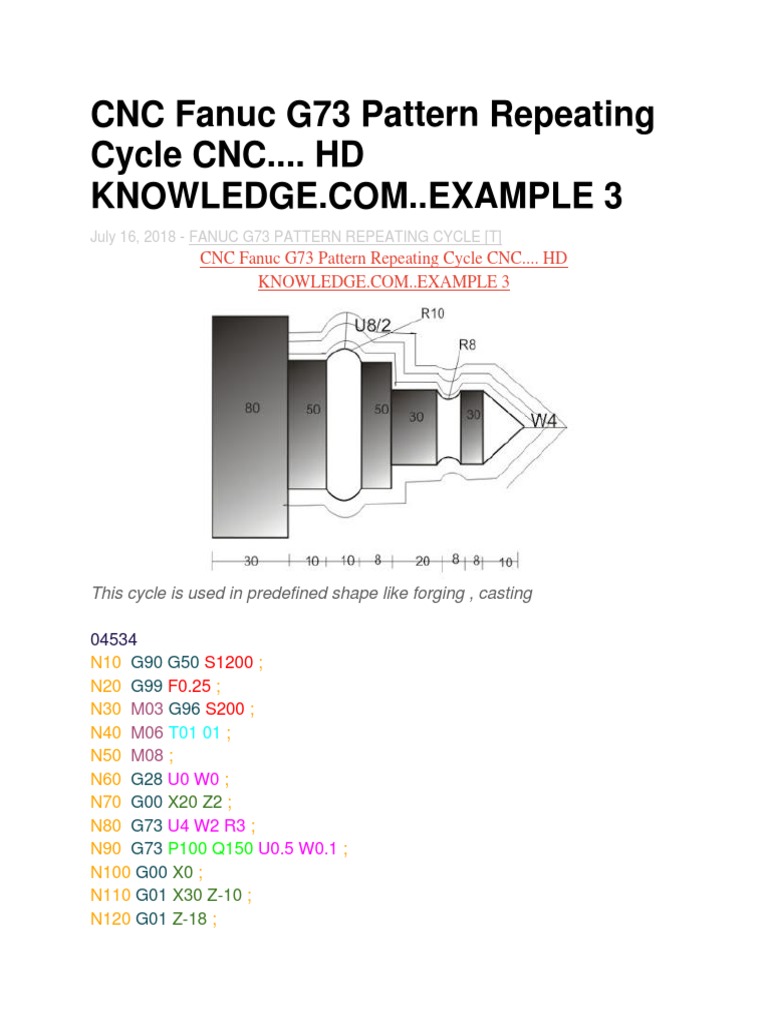 CNC Fanuc G73 Pattern Repeating Cycle CNC | PDF