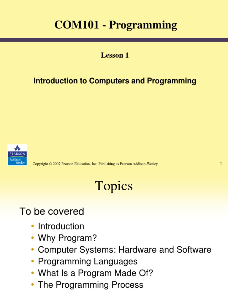 COM101 - Programming: Lesson 1 | PDF | Computer Data Storage | Random ...