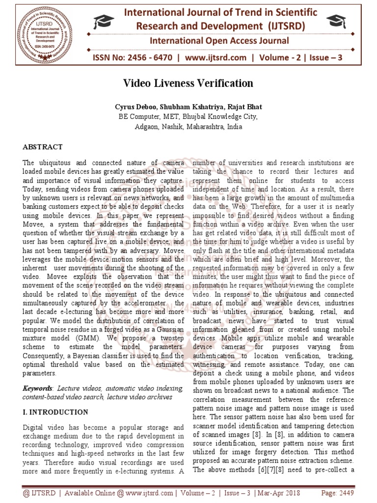 Video Liveness Verification System | PDF | Video | Authentication