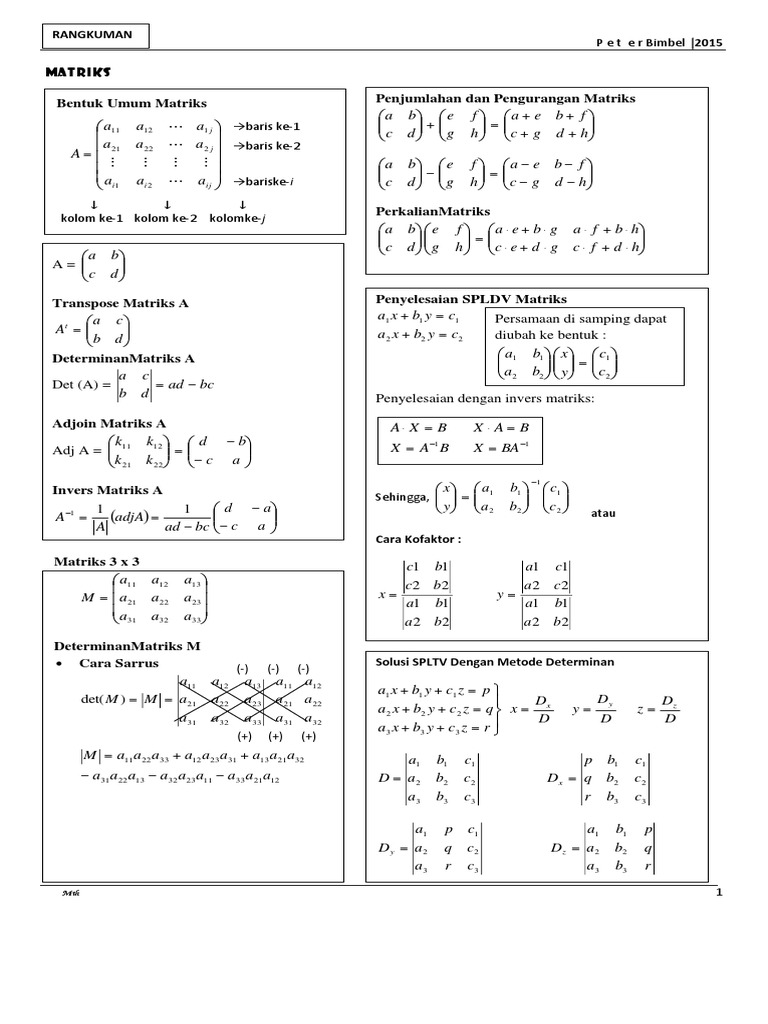 Rangkuman Matriks | PDF