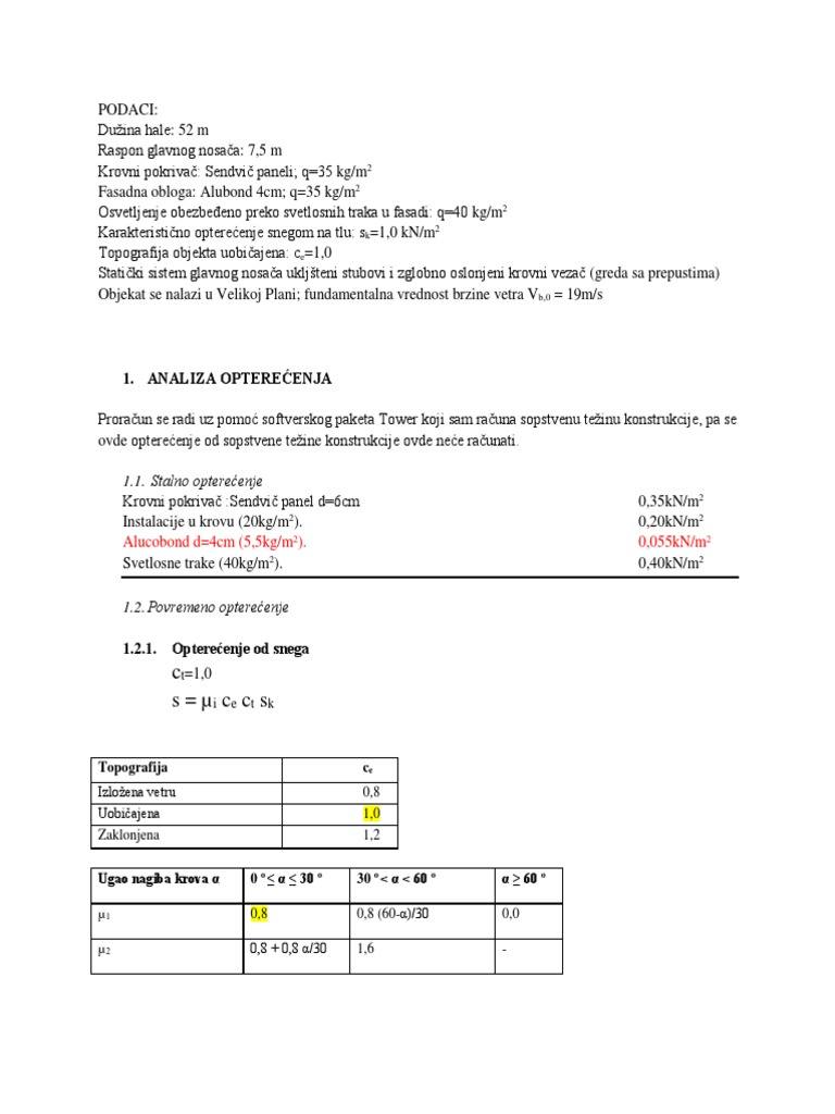 Analiza Opterecenja - Master | PDF