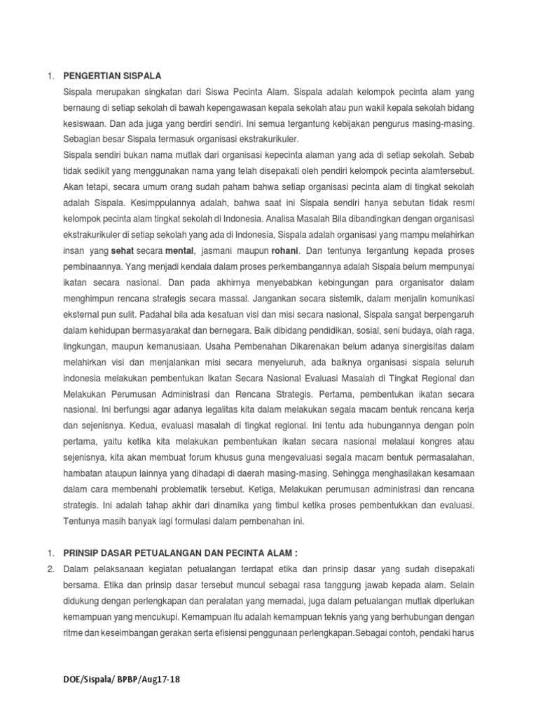 Kode Etik dan Sejarah Sispala | PDF | Karier & Perkembangan