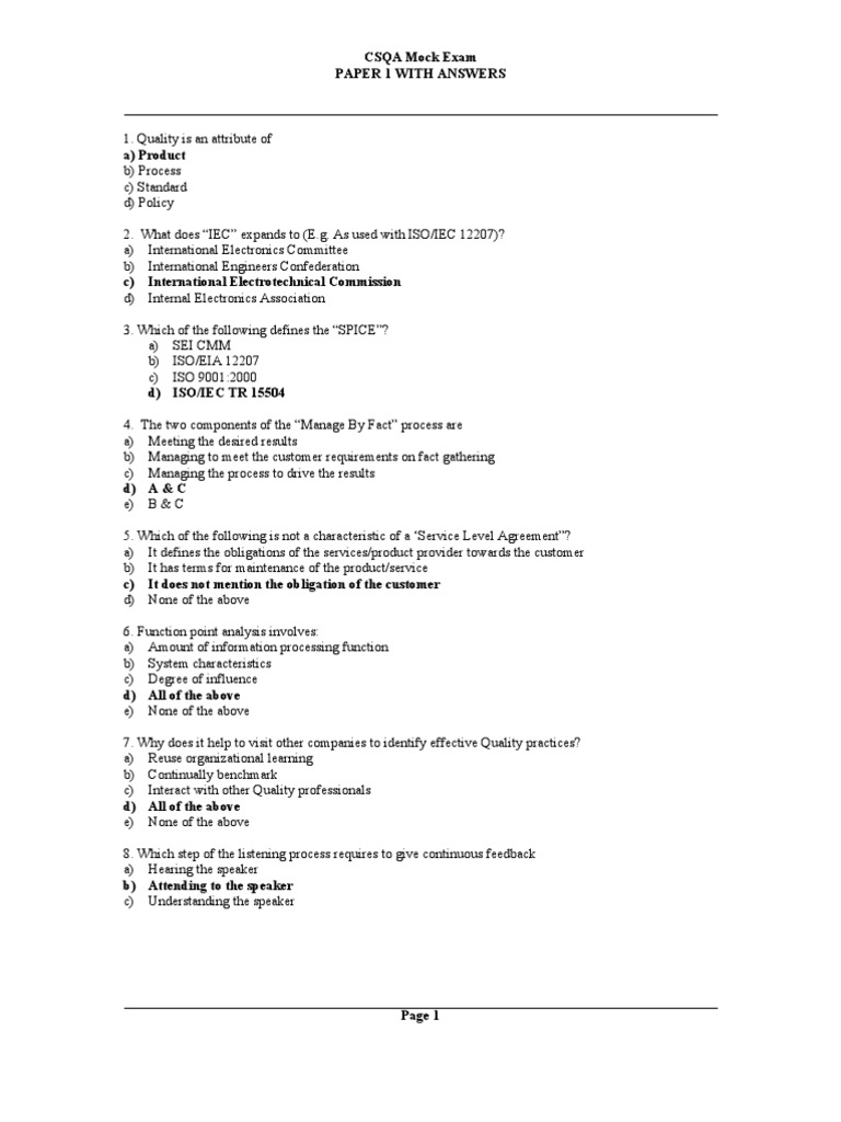Csqa Paper 1 With Answers-1 | PDF | Software Testing | Quality Assurance