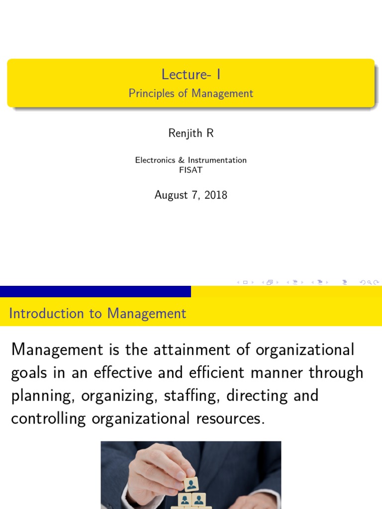 Lecture-I: Principles of Management | PDF | Goal | Instrumentation