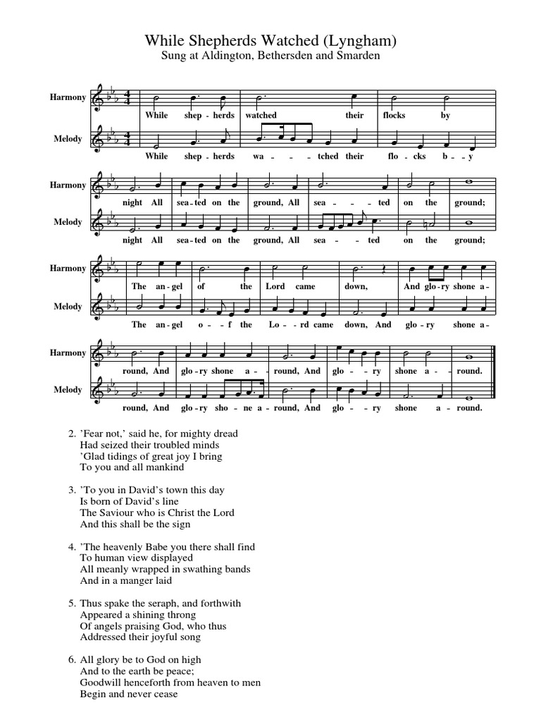 While Shepherds Watched Lyngham | PDF | Art | Religion & Spirituality