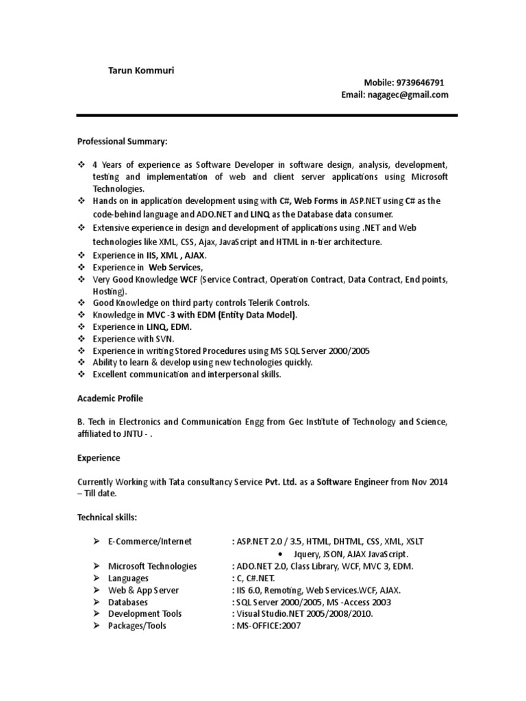 Tarun Kommuri: Mobile: 9739646791 | Download Free PDF | Ajax (Programming) | Language Integrated ...