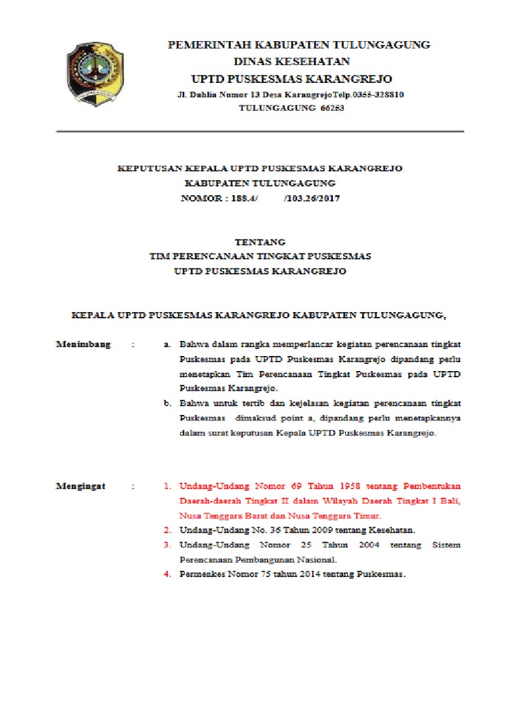 Contoh SK Tim Perencanaan | PDF