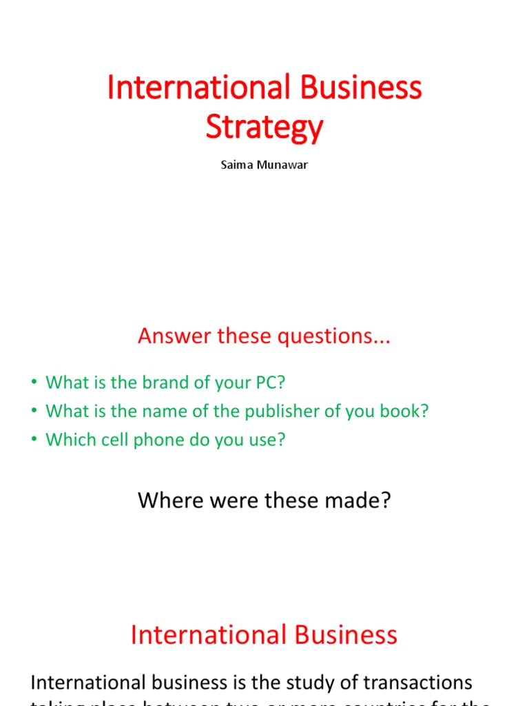 International Business Strategy | PDF | Business