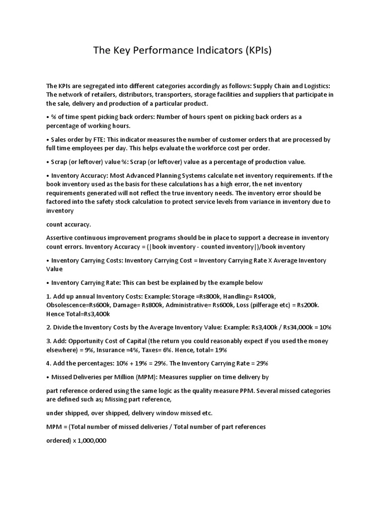 The Key Performance Indicators | Download Free PDF | Performance ...