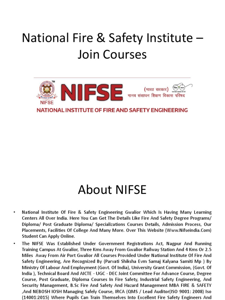 National Fire & Safety Institute - Join Courses | PDF | Engineer | Academia