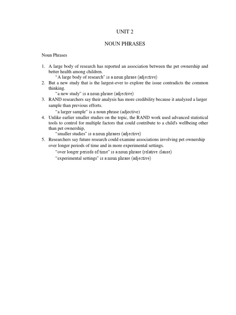 Unit 2 Noun Phrases | PDF
