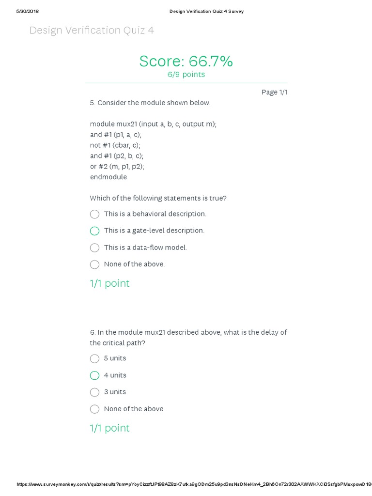 Design Verification Quiz 4 Survey | PDF | Systems Engineering ...