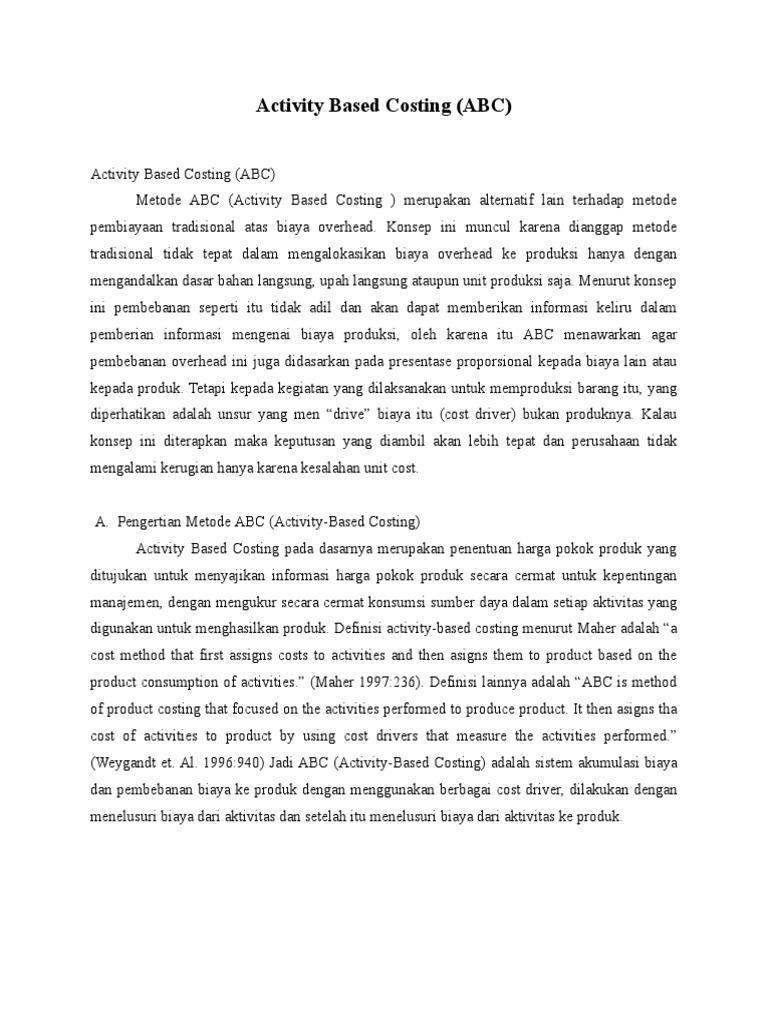 Metode Activity Based Costing (ABC) | PDF | Komputer