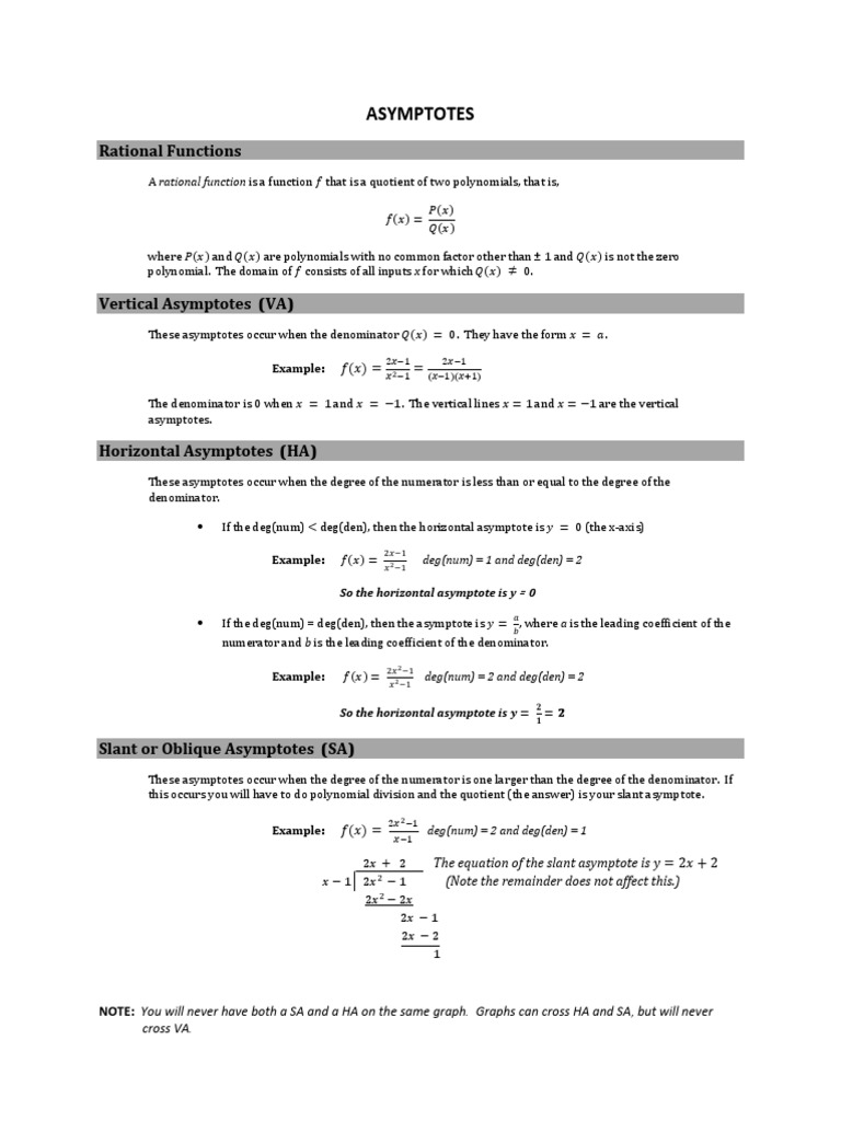 Rational Functions: Asymptotes | PDF | Asymptote | Polynomial