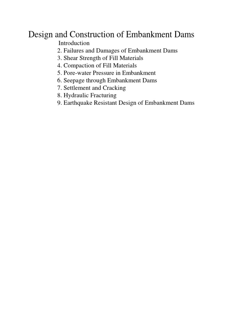 Design and Construction of Embankment Dams | PDF