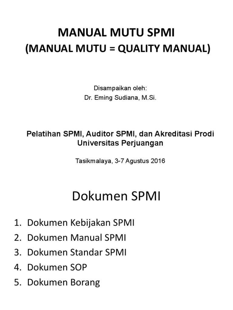 Manual Mutu SPMI | PDF