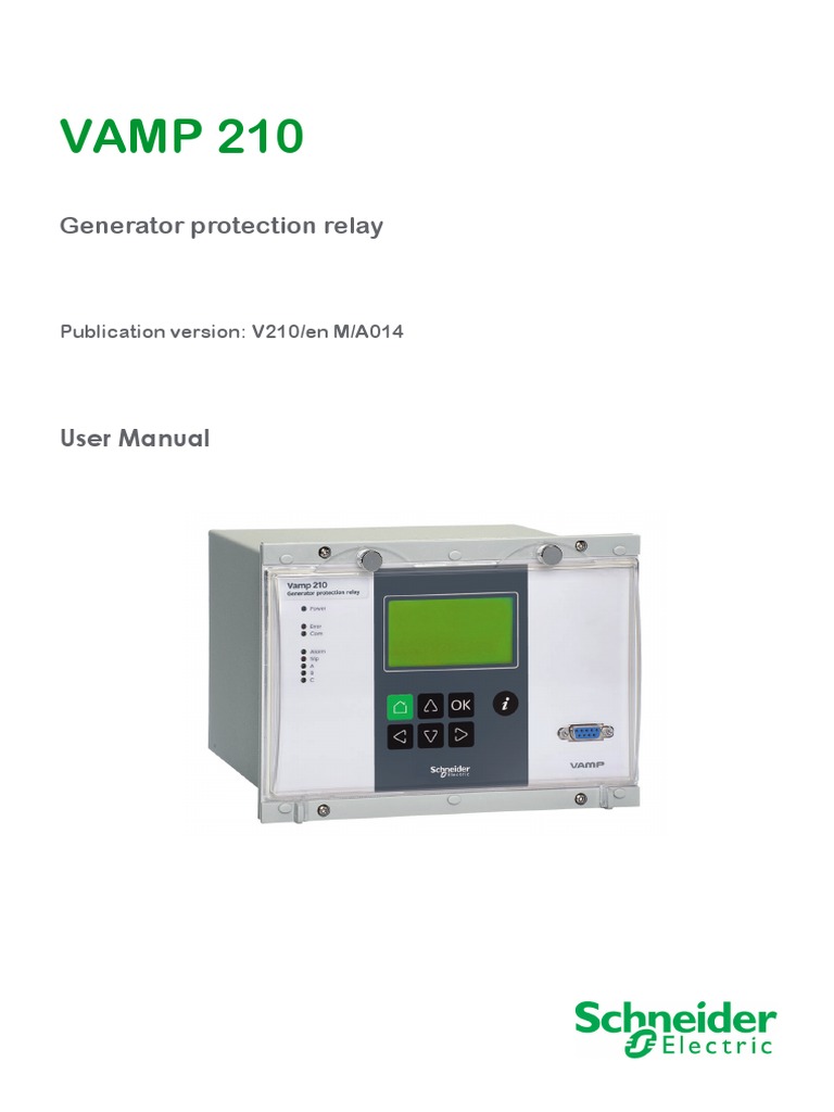 VAMP 210: Generator Protection Relay | PDF | Menu (Computing) | Backlight