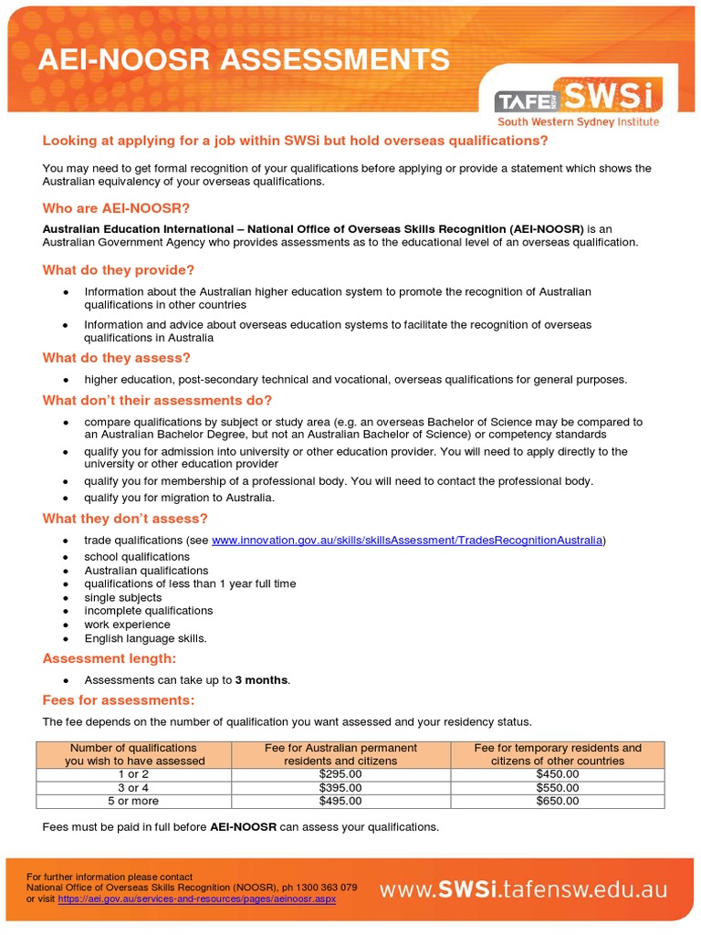 Aei-Noosr Assessments: Looking at Applying For A Job Within Swsi But ...