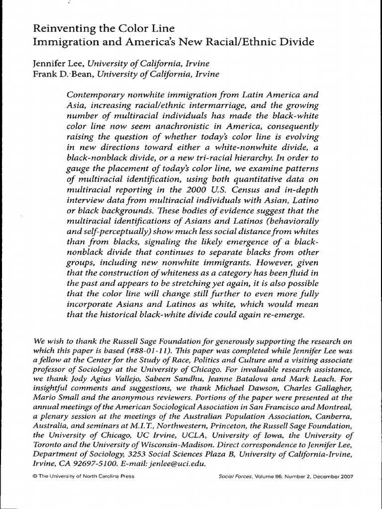 Reinventing The Color Line | PDF | Race And Ethnicity In The United ...