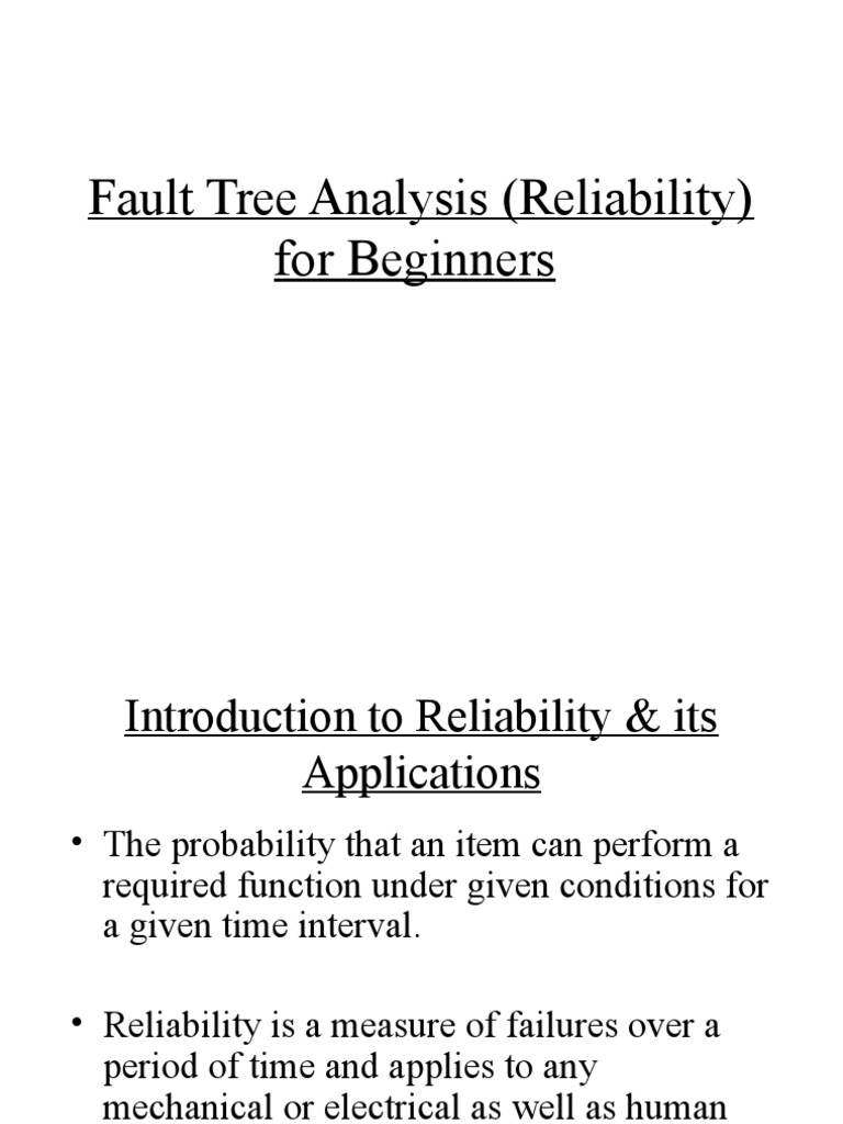 Fault Tree Analysis (Reliability) For Beginners | PDF | Reliability ...