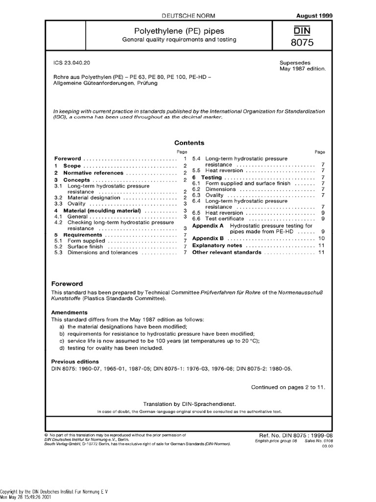 Din 8075 1999 | PDF