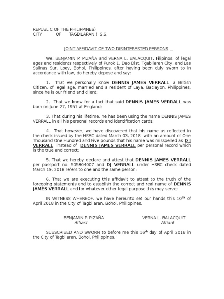 VERRALL Instead of DENNIS JAMES VERRALL Per Personal Record Which | PDF ...