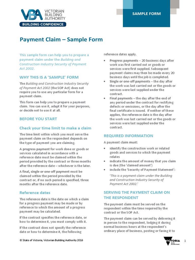 SOP Sample Form Payment Claim | PDF | Damages | Private Law