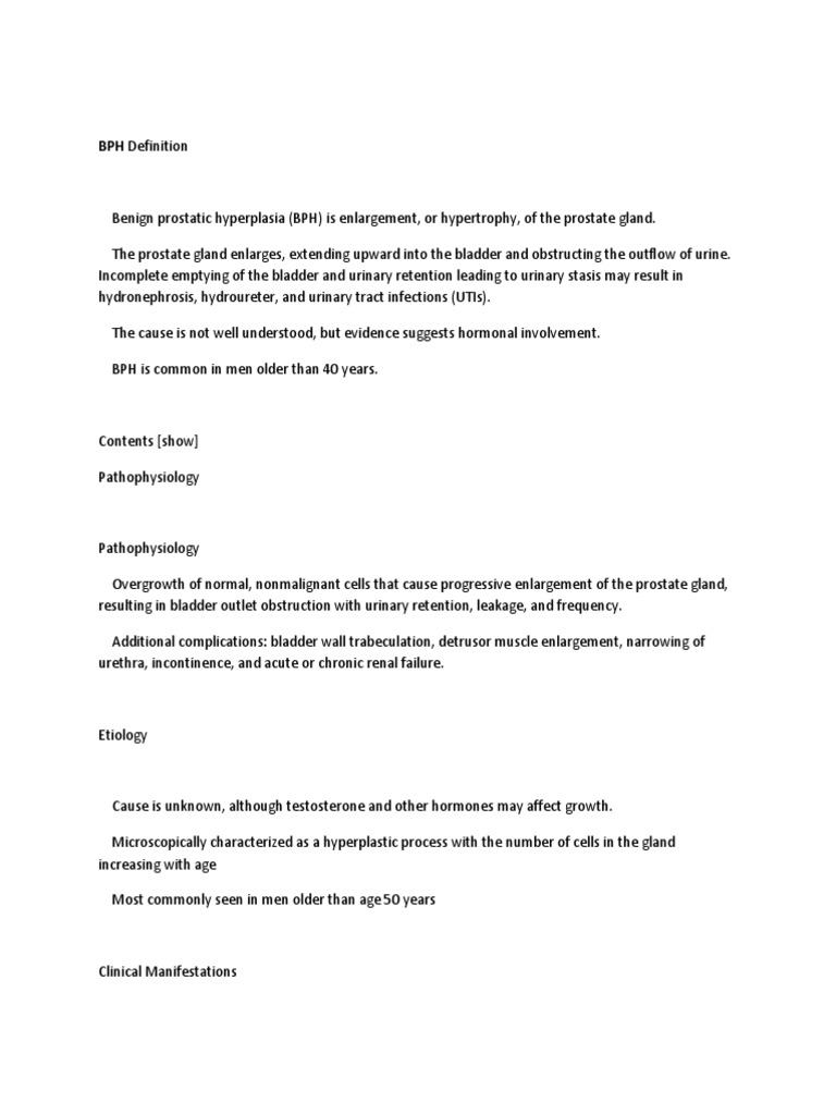 BPH Definition | PDF | Urinary Incontinence | Prostate