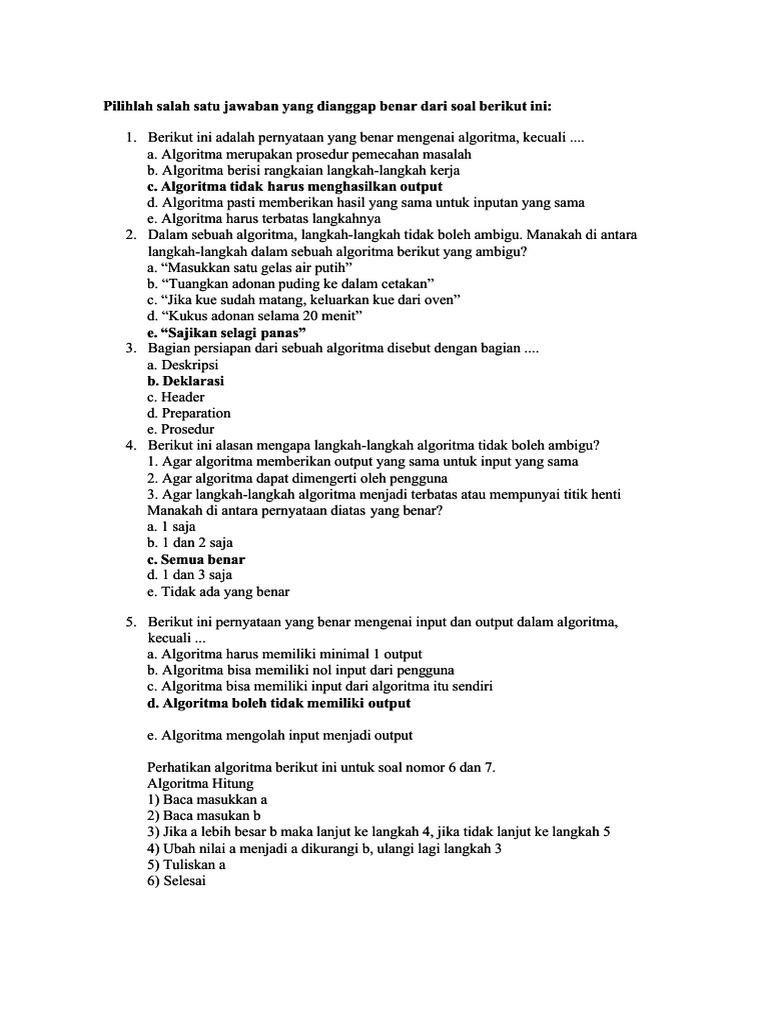 Soal Pemrograman Dasar Kls X | PDF