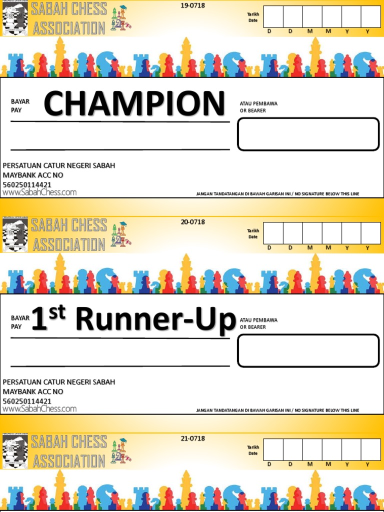 Mock Cheque for Chess Tournament | PDF