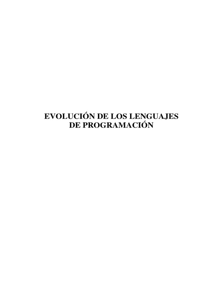 Evolucion de Los Lenguajes de Programacion | PDF | C (lenguaje de ...
