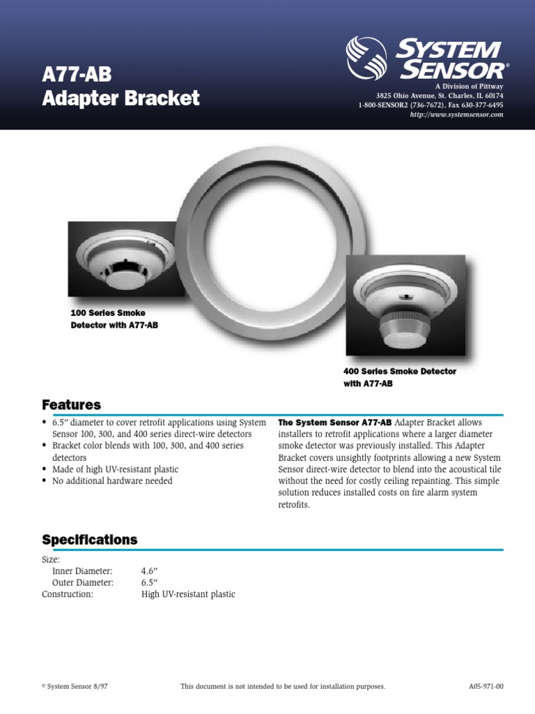 A77-AB Adapter Bracket: Features | PDF | Fax | Manufactured Goods