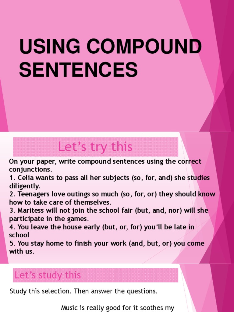 Compound Sentences | PDF | Sentence (Linguistics) | Linguistics