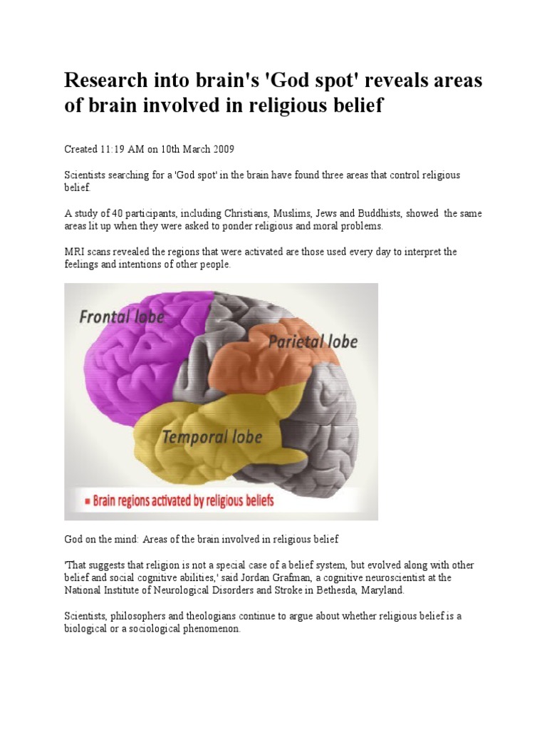 Research Into Brain's 'God Spot' Reveals Areas of Brain Involved in ...
