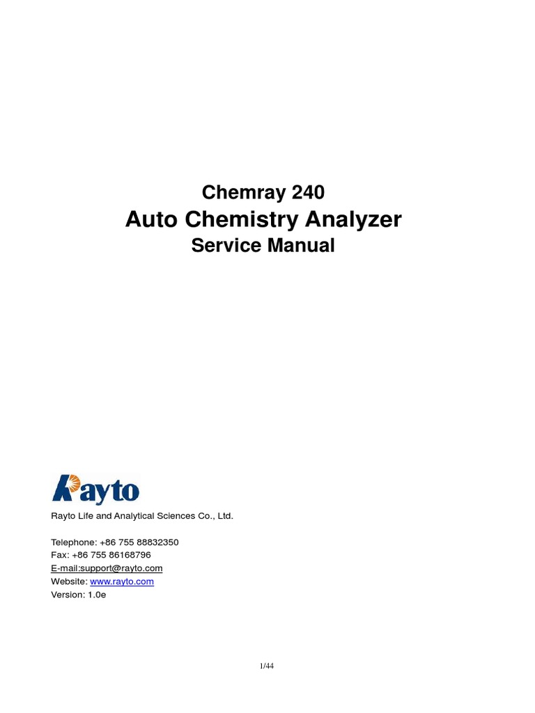 Manual Operacional Chemray 240 Rayto | PDF | Electrical Connector | Power Supply