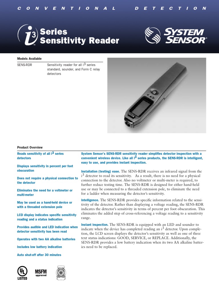 Series Sensitivity Reader: C O N V E N T I O N A L D E T E C T I O N ...