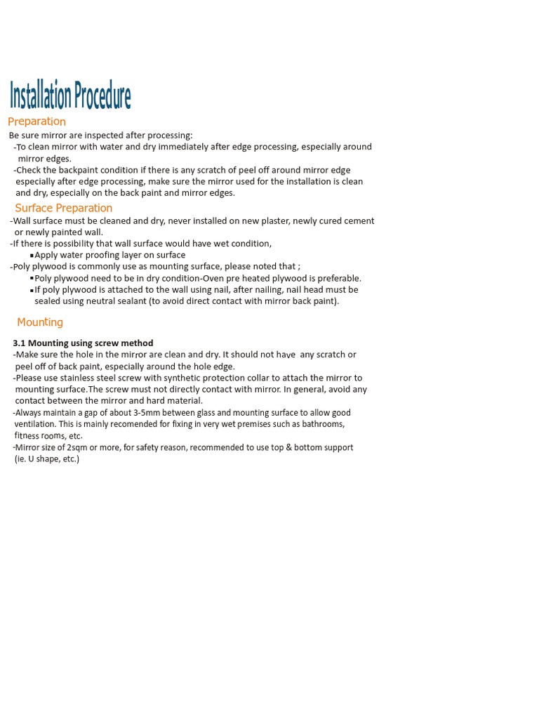 Mirror Installation Method | PDF