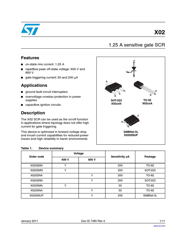 Features: 1.25 A Sensitive Gate SCR | PDF | Intellectual Property | License